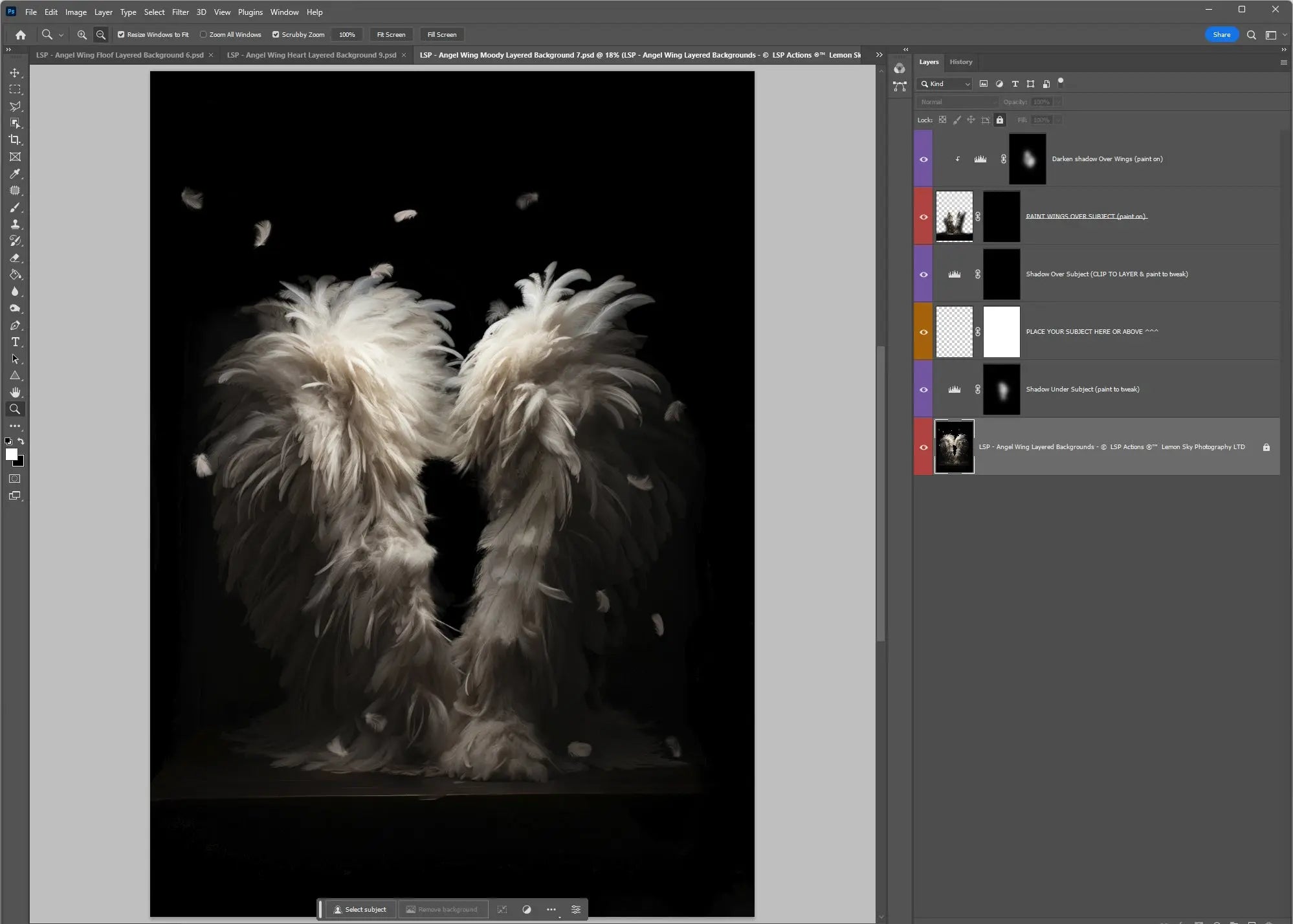 Angel Wings "Moody" Digital Background – LSP Actions by Lemon Sky